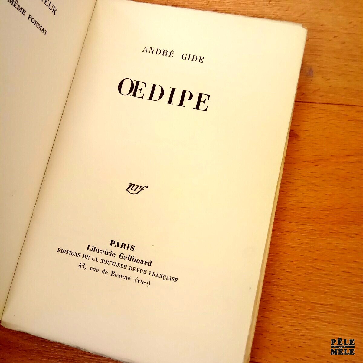 "Œdipe" - André Gide / NRF 1931 - Pêle-Mêle Online