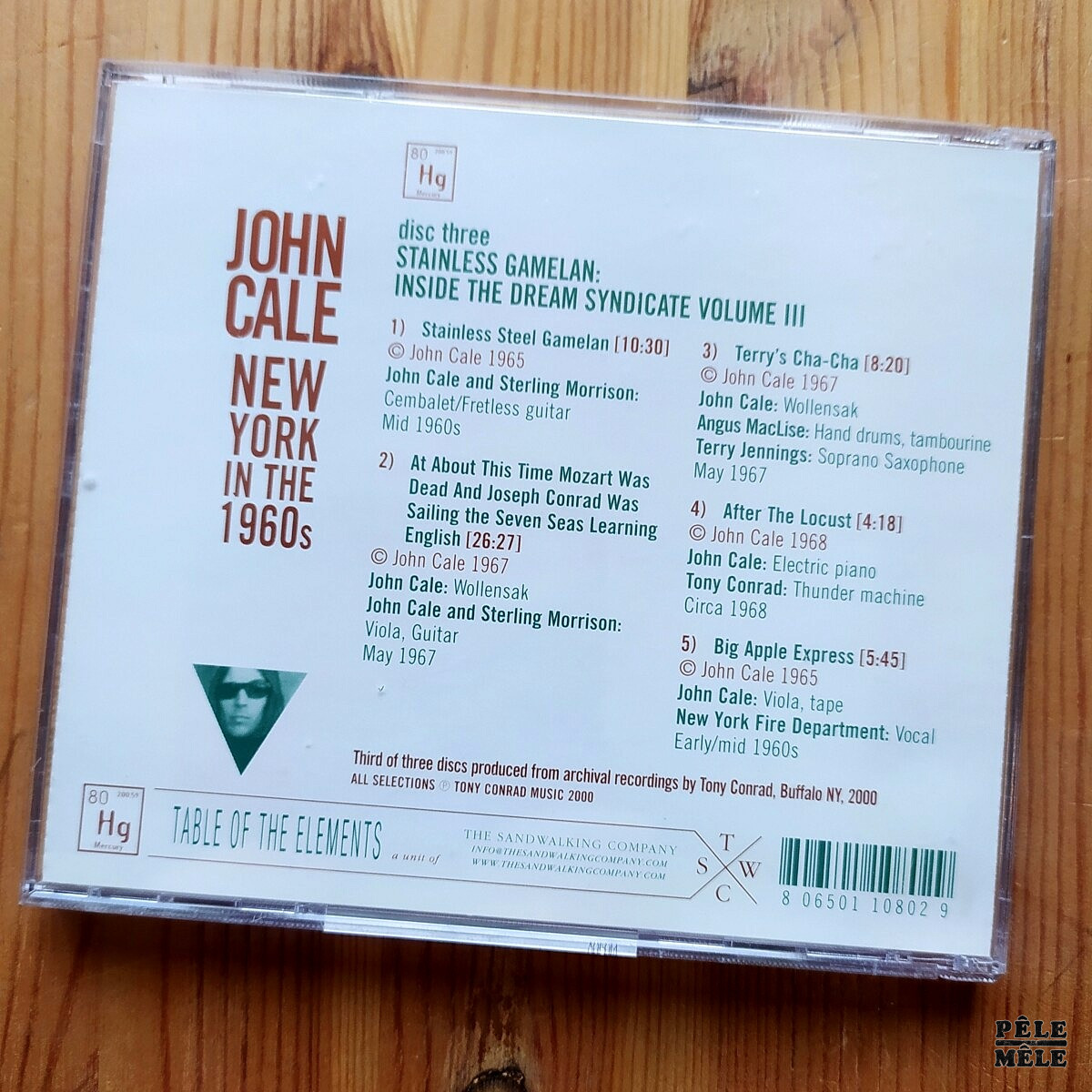 John Cale "Stainless Gamelan : Inside the Dream Syndicate Volume III" (TABLE OF THE ELEMENTS ...