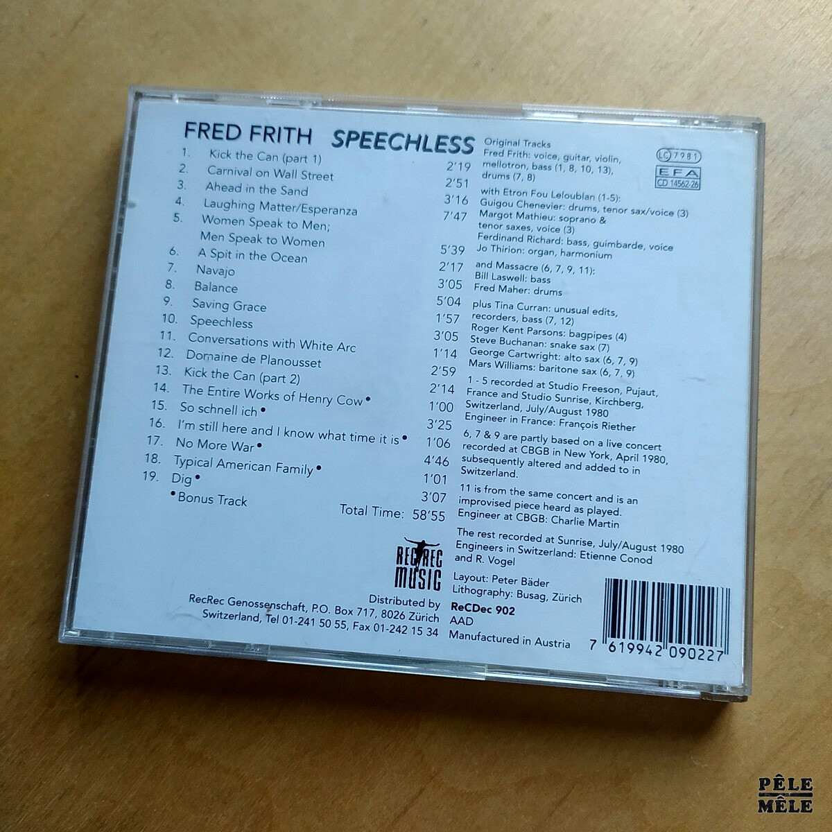 Fred Frith "Speechless" (RALPH RECORDS, 1981) - Pêle-Mêle Online