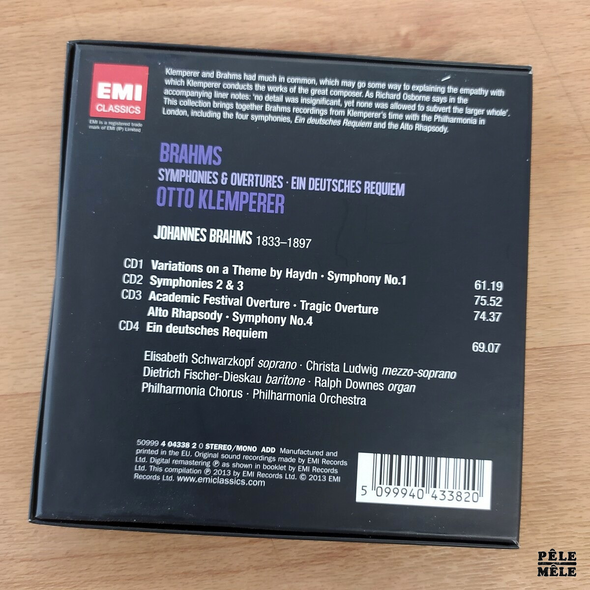 Otto Klemperer & Philharmonia Orchestra "Brahms - Symphonies & Overtures" (EMI) / 4 cds - Pêle ...