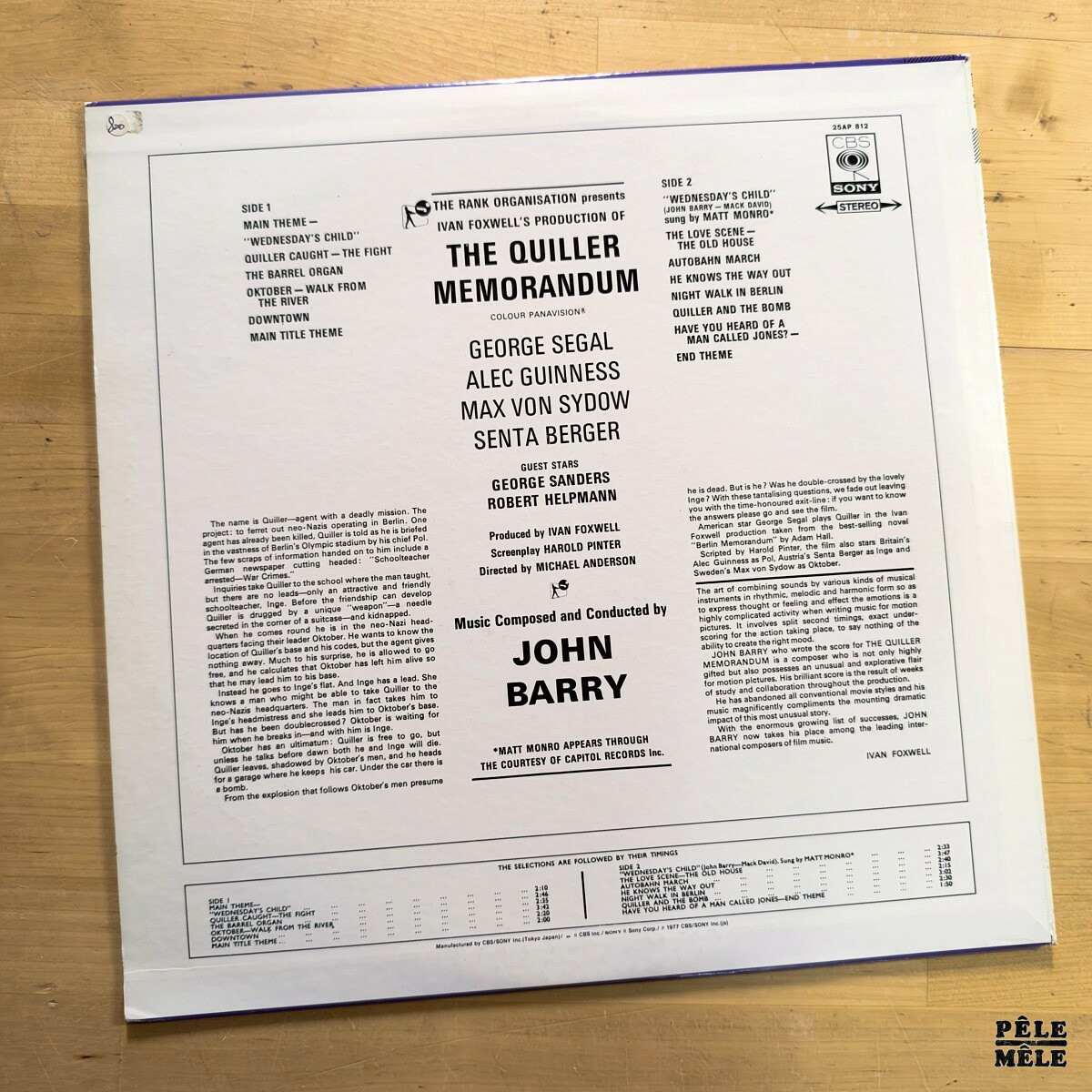 John Barry "The Quiller Memorandum" (COLUMBIA, 1977) IMPORT JAPONAIS ...