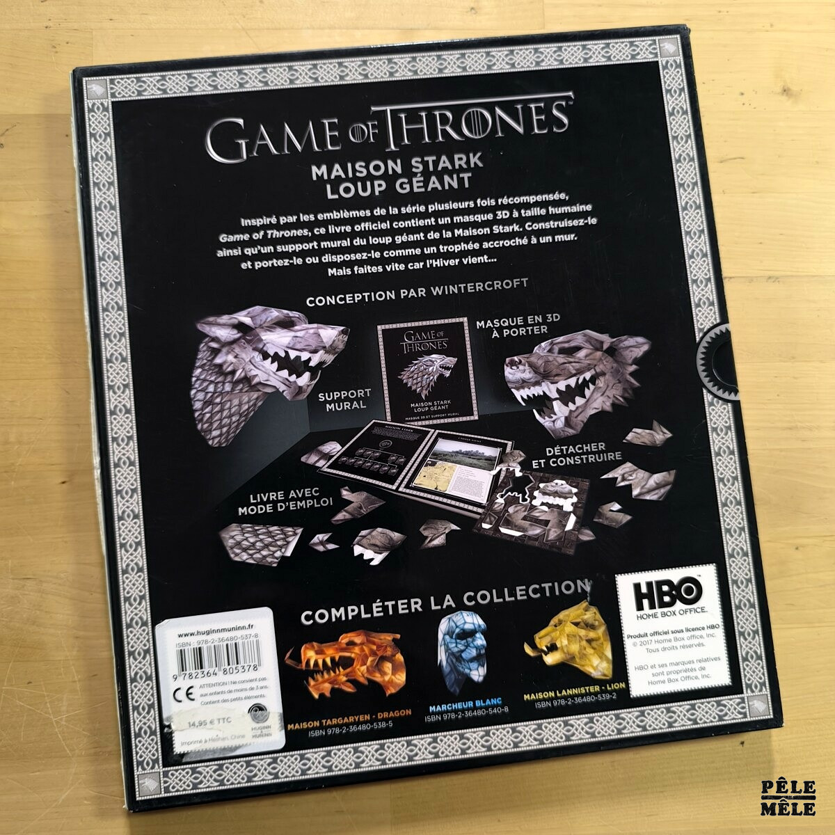 Steve Wintercroft "Game of Thrones : Maison Stark loup Géant Masque 3D ...
